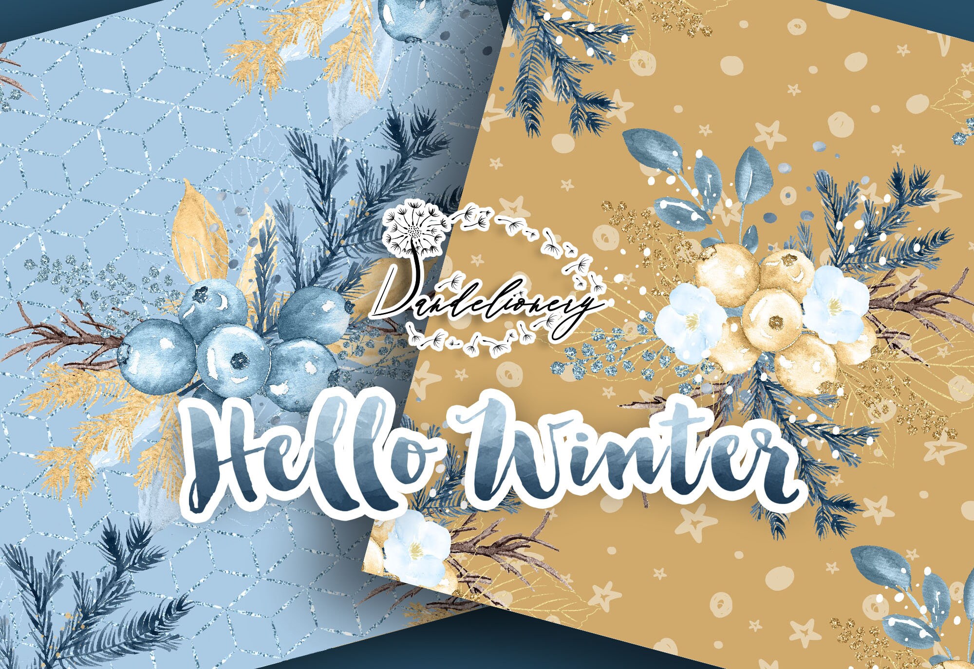 Watercolor Hello Winter Digital Paper Pack Christmas - Etsy