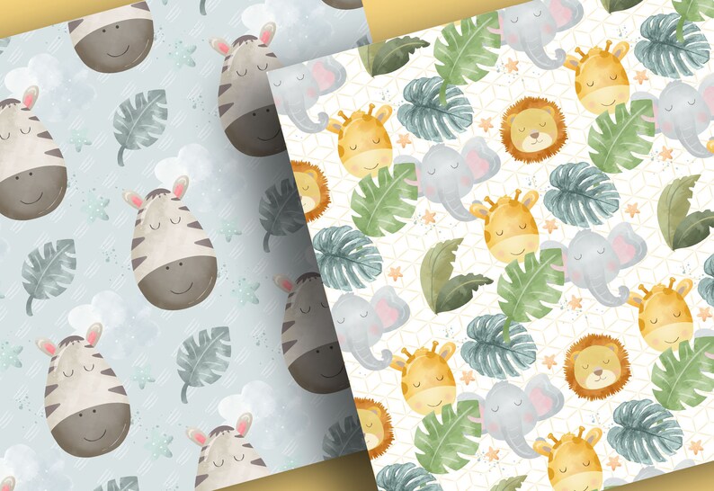 Safari Jungle BABY Digital Paper Pack Baby Animals Clipart - Etsy