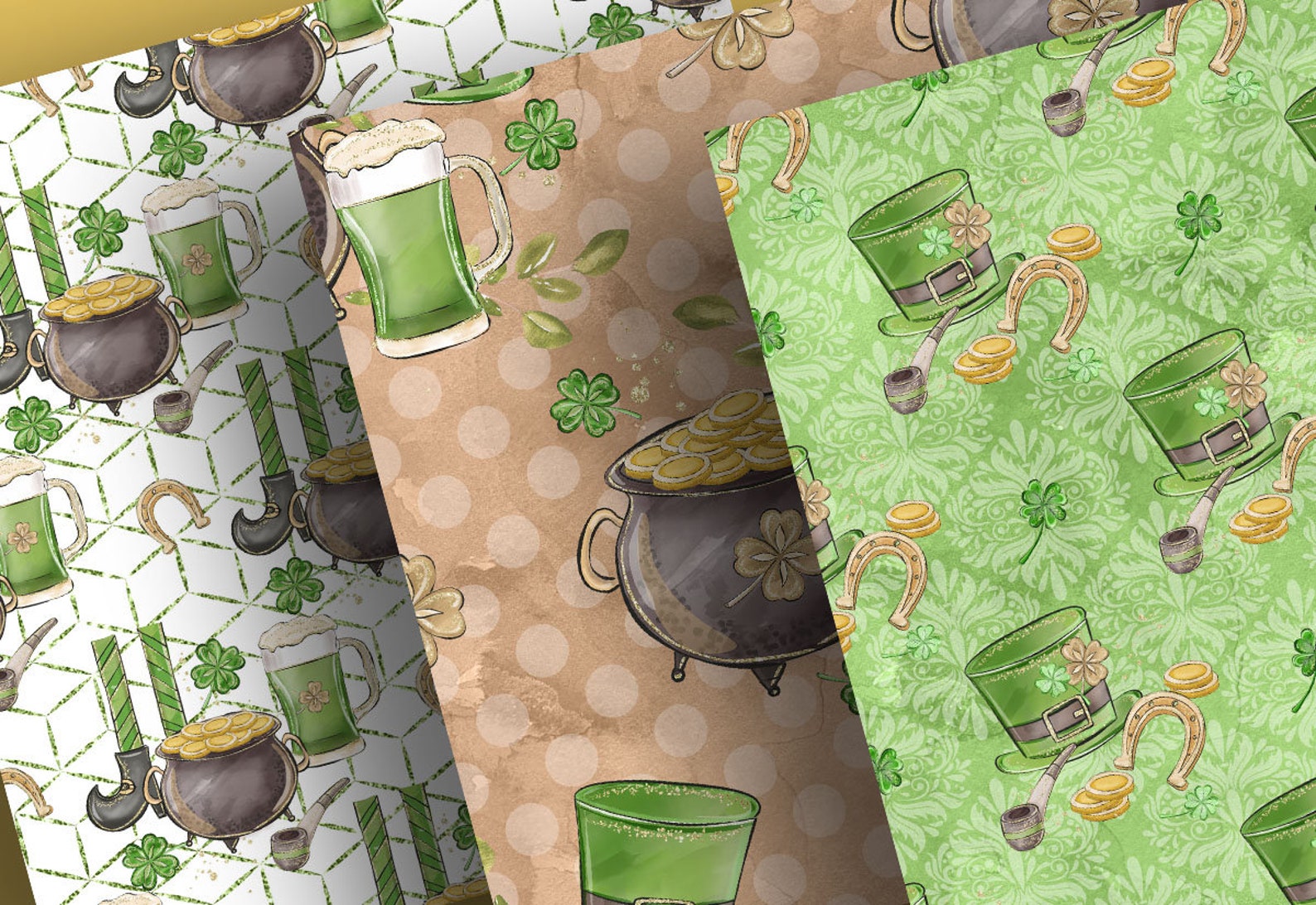 St. Patrick's Day Digital Paper Pack Instant Download - Etsy