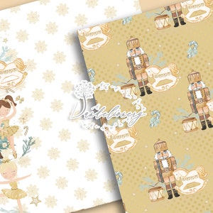 Christmas Nutcracker Digital Paper Pack, Christmas Tree, Poinsettia ...