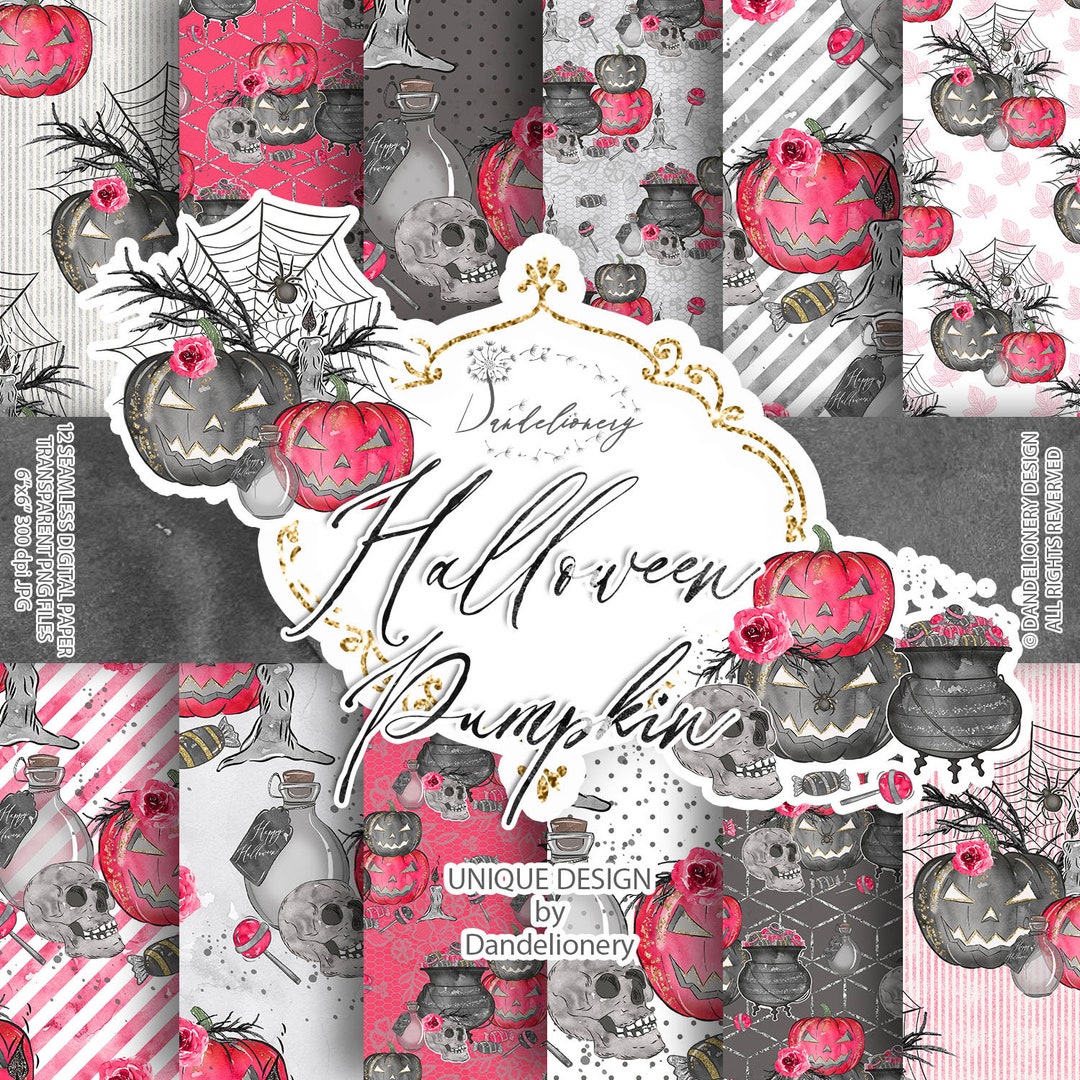 Cute Halloween Digital Paper Pack, Cute Halloween Pattern, Halloween ...