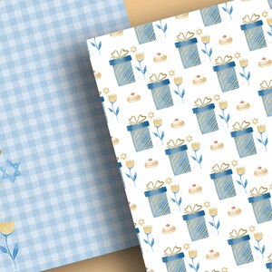 Watercolor Hanukkah Digital Paper Pack, Manorah, Hanukkah Pattern ...