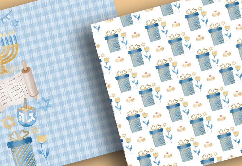 Watercolor Hanukkah Digital Paper Pack Manorah Hanukkah - Etsy