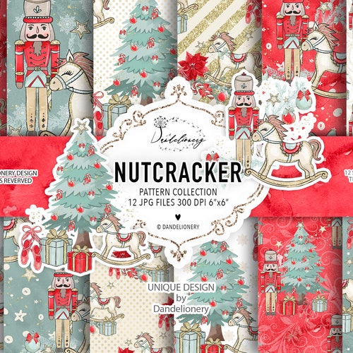 Nutcracker Christmas Digital Paper Pack Xmas Pattern Cute - Etsy