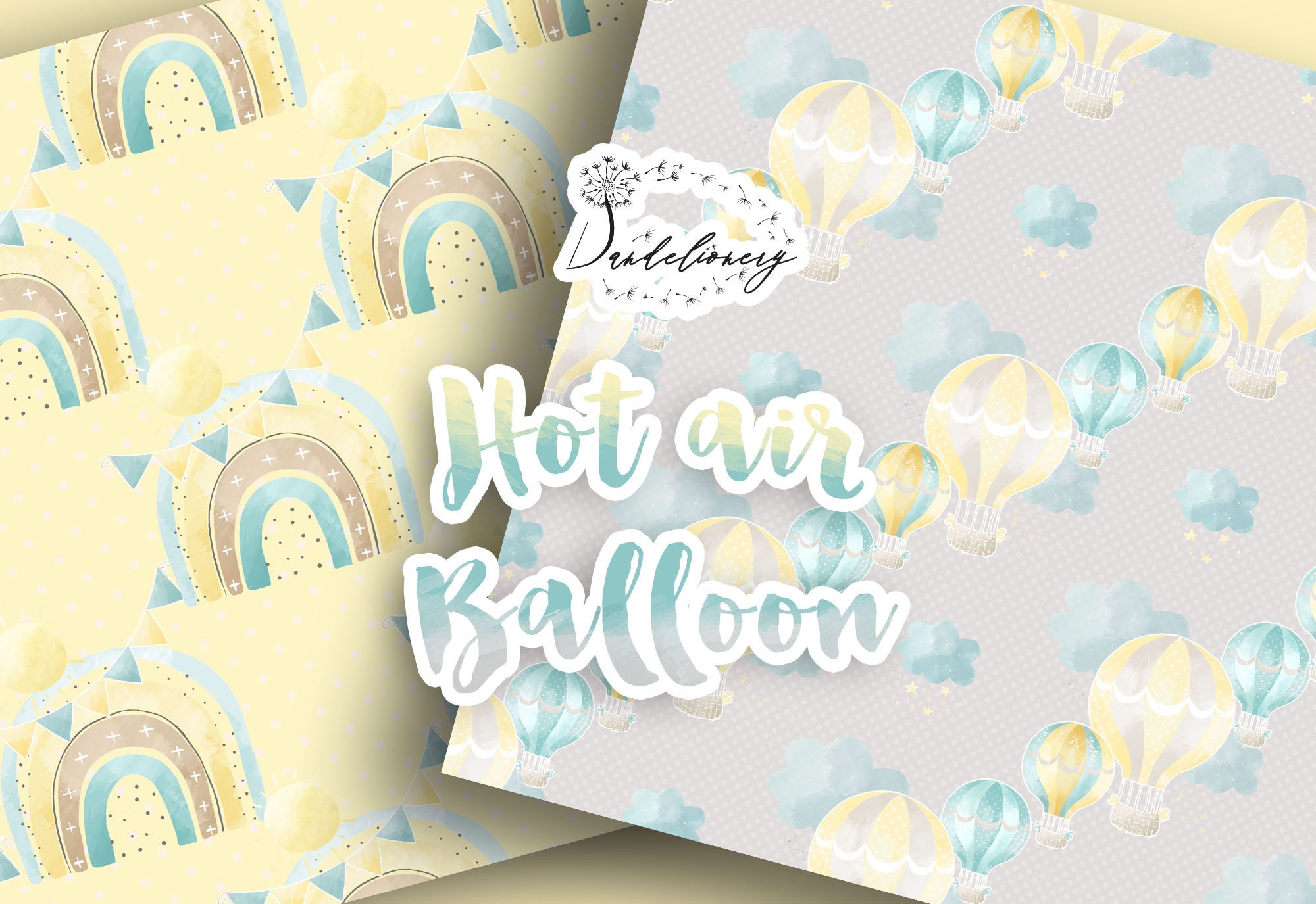 Hot Air Balloon Rainbow Digital Paper Pack Rainbows Baby - Etsy
