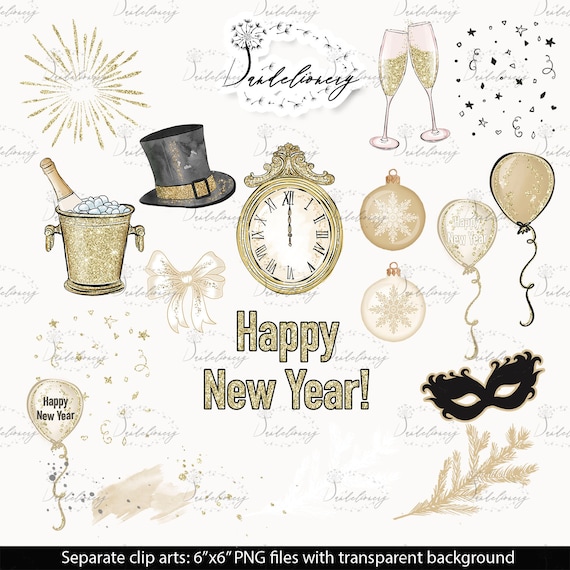 Happy New Year Hat Clip Art And Clock
