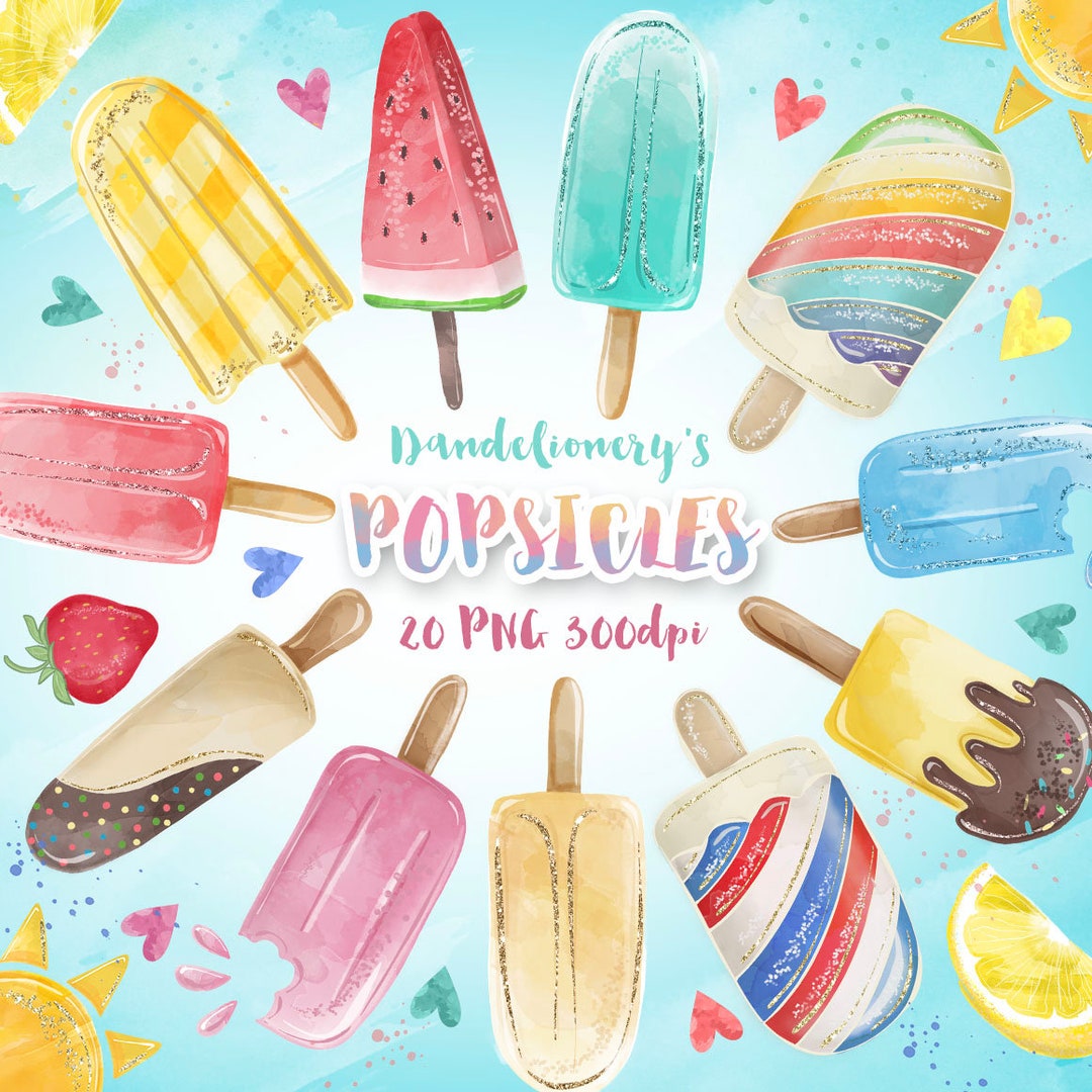 Watercolor Popsicles Clipart, Dessert Download, Instant Download ...