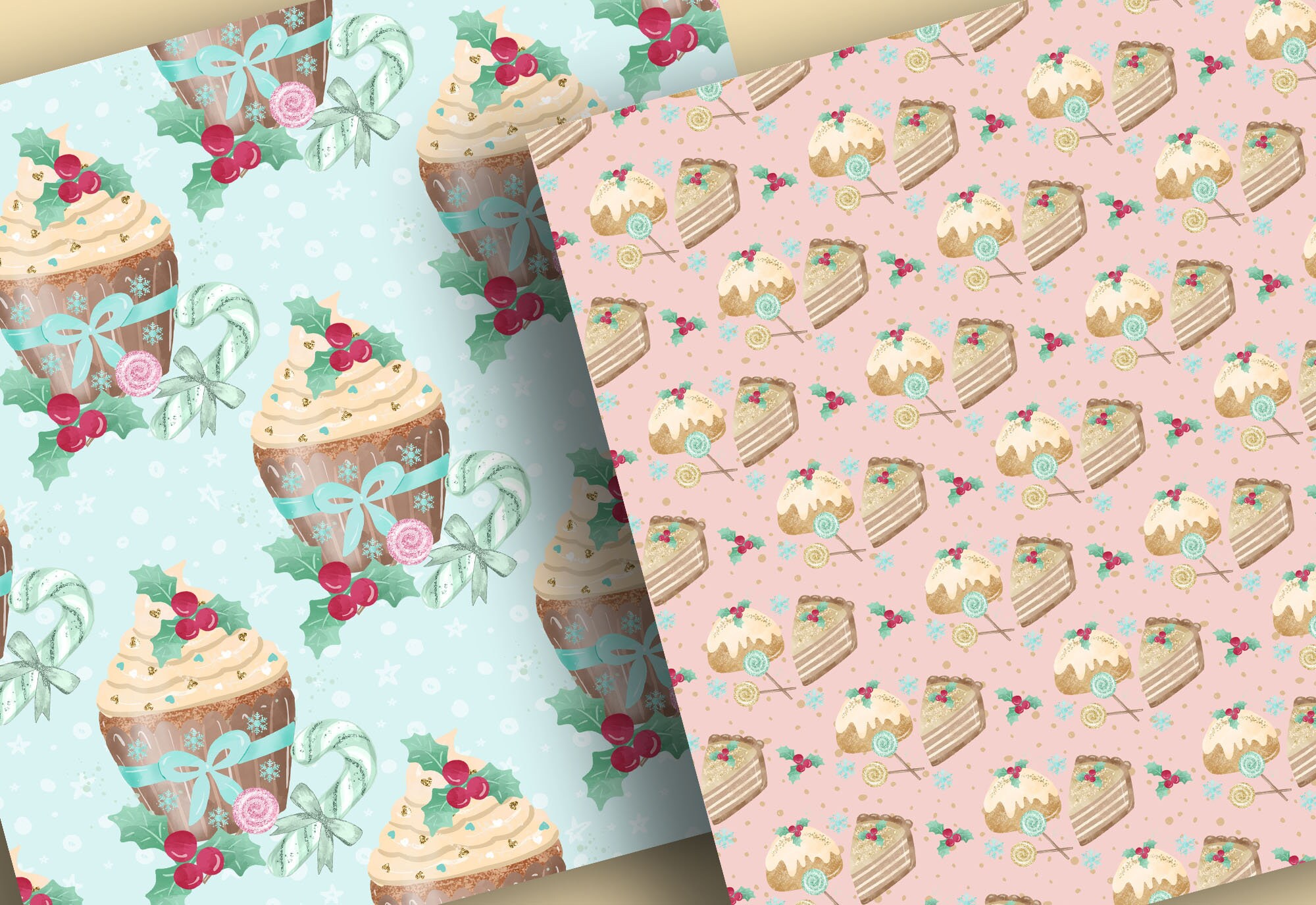 Christmas Sweets Digital Paper Pack Cute Candy Cane | Etsy