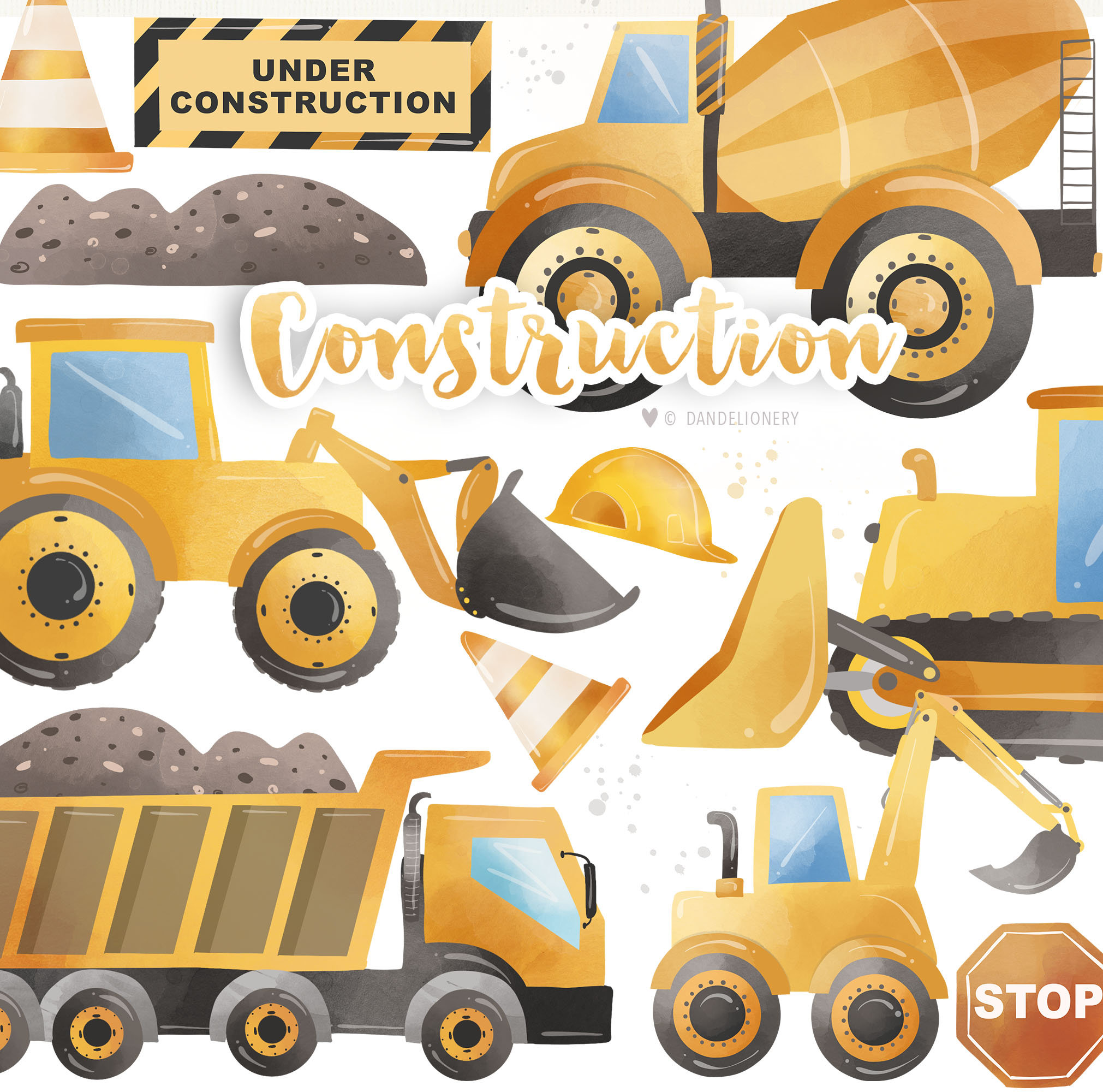 Watercolor Construction Clipart Boy Clipart Nursery Small - Etsy