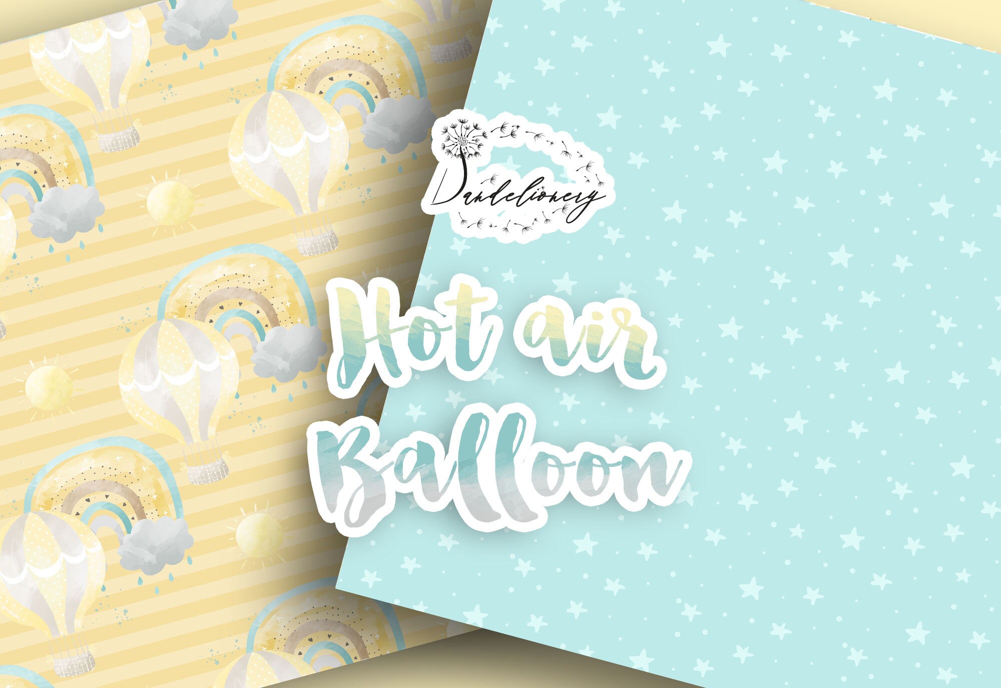 Hot Air Balloon Rainbow Digital Paper Pack Rainbows Baby - Etsy