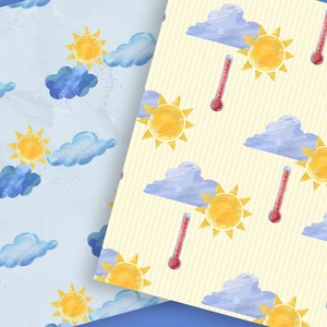 Watercolor Weather Digital Paper Pack, Clouds Download, Instant ...