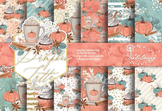 Pumpkin Latte Digital Paper Pack Thanksgiving Clipart Autumn - Etsy