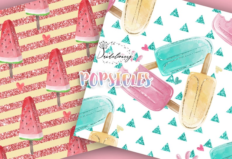 Watercolor Popsicles Digital Paper Pack Dessert Download - Etsy