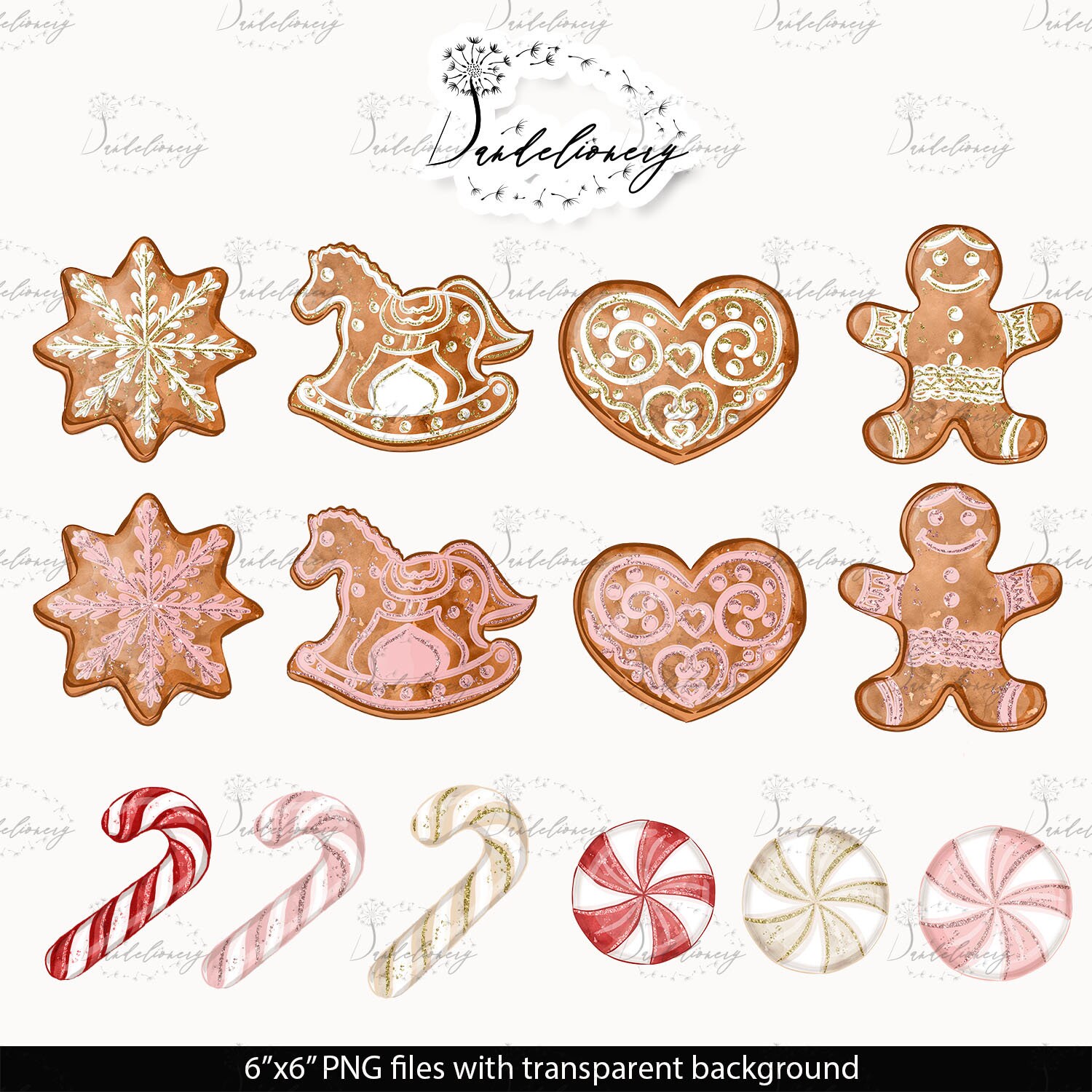 Gingerbread Watercolor Clipart Christmas Clipart Cute | Etsy