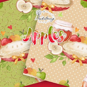 Watercolor Apples Digital Paper Pack, Fruit Download, Instant Download ...