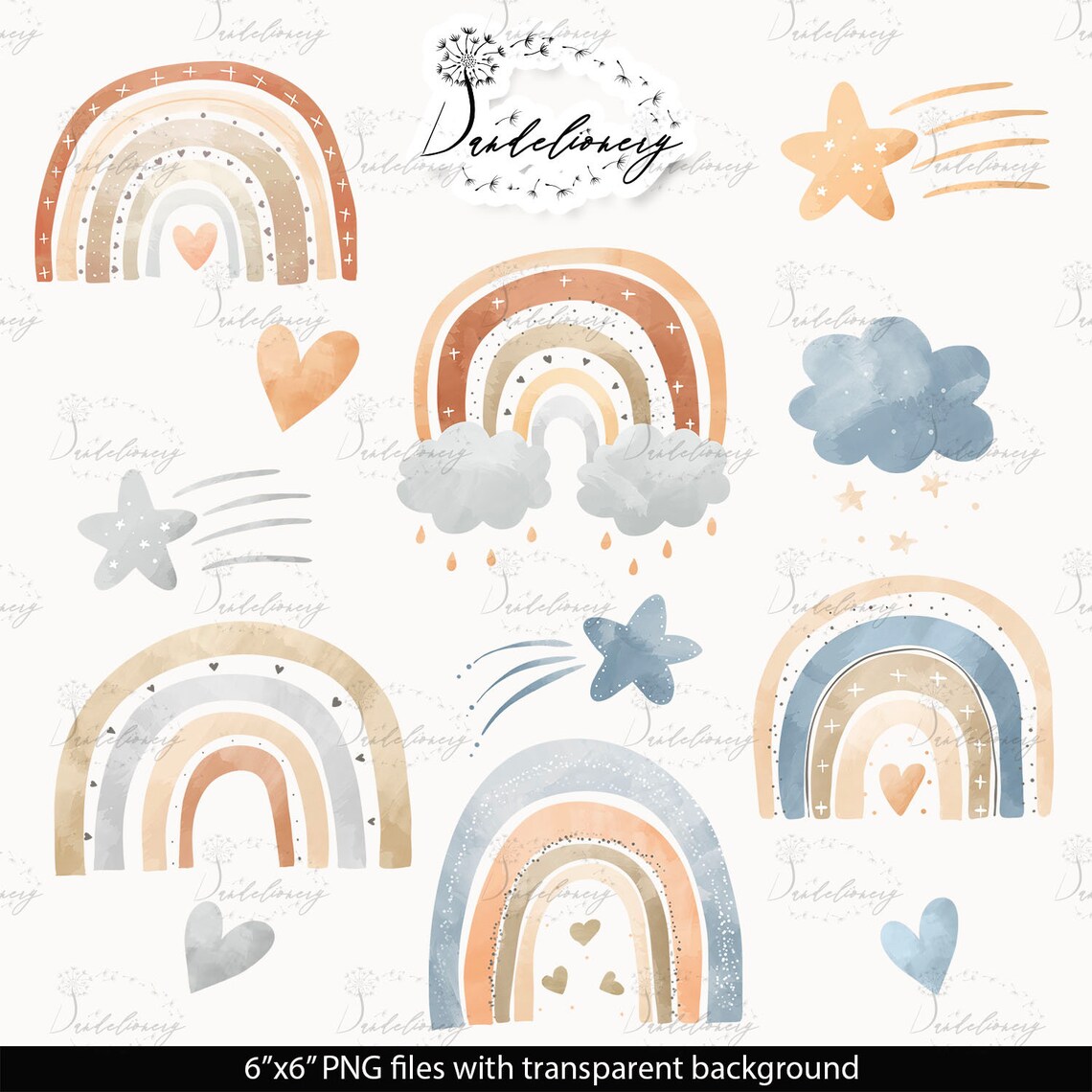 Watercolor Rainbow I. Rainbows Clipart Instant Download | Etsy