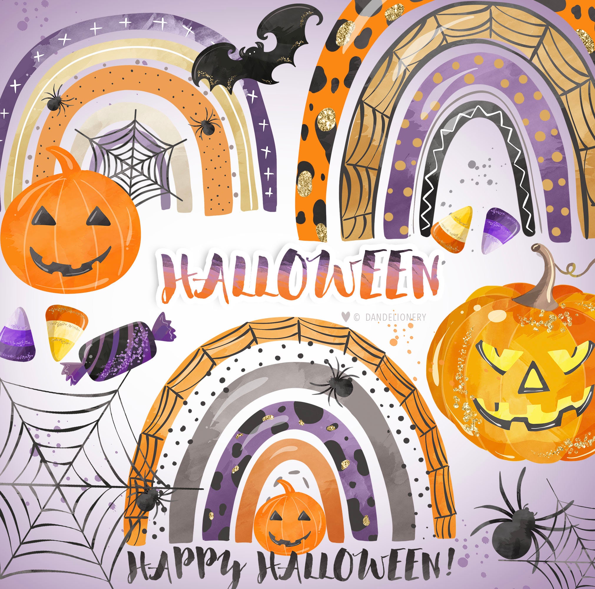 Halloween Rainbows Design Rainbows Clipart Pumpkin - Etsy