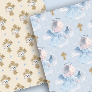 Watercolor Baby Angel Digital Paper Pack, Watercolor Clipart Baby Angel ...