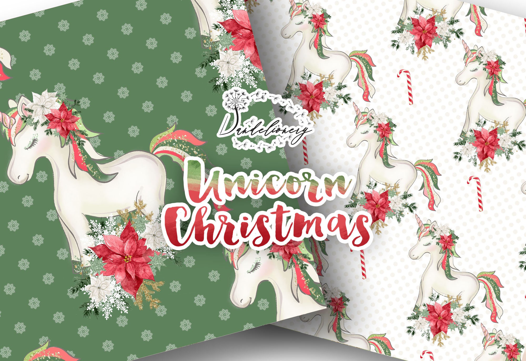 Cute Unicorn Christmas Digital Paper Pack 12x12 - Etsy