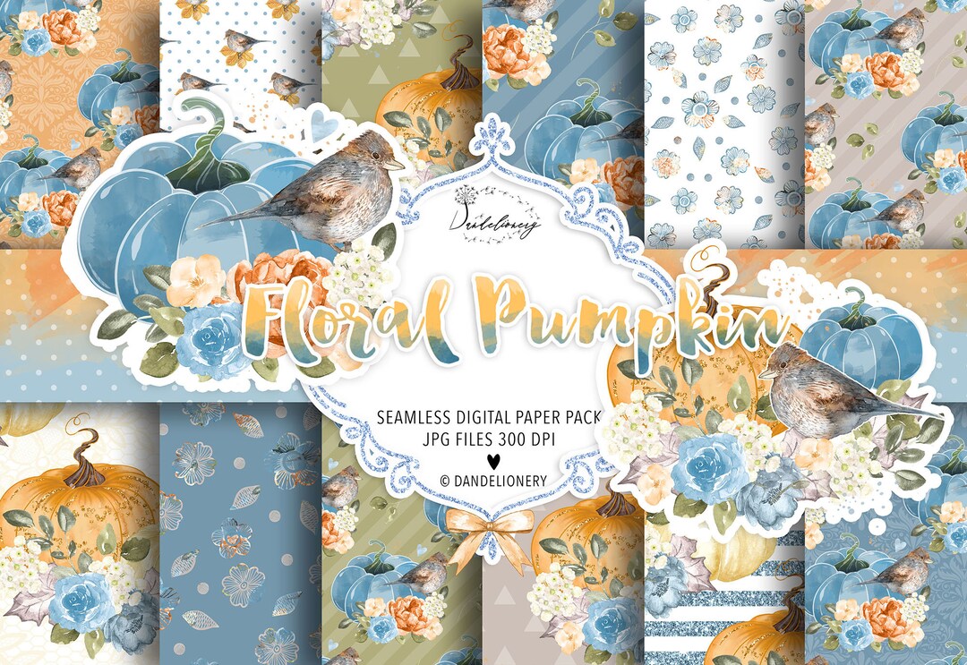 Fall Pumpkin VI. Digital Paper Pack, Thanksgiving Stickers, Autumn ...