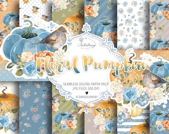 Fall Pumpkin Digital Paper Pack Thanksgiving Stickers | Etsy