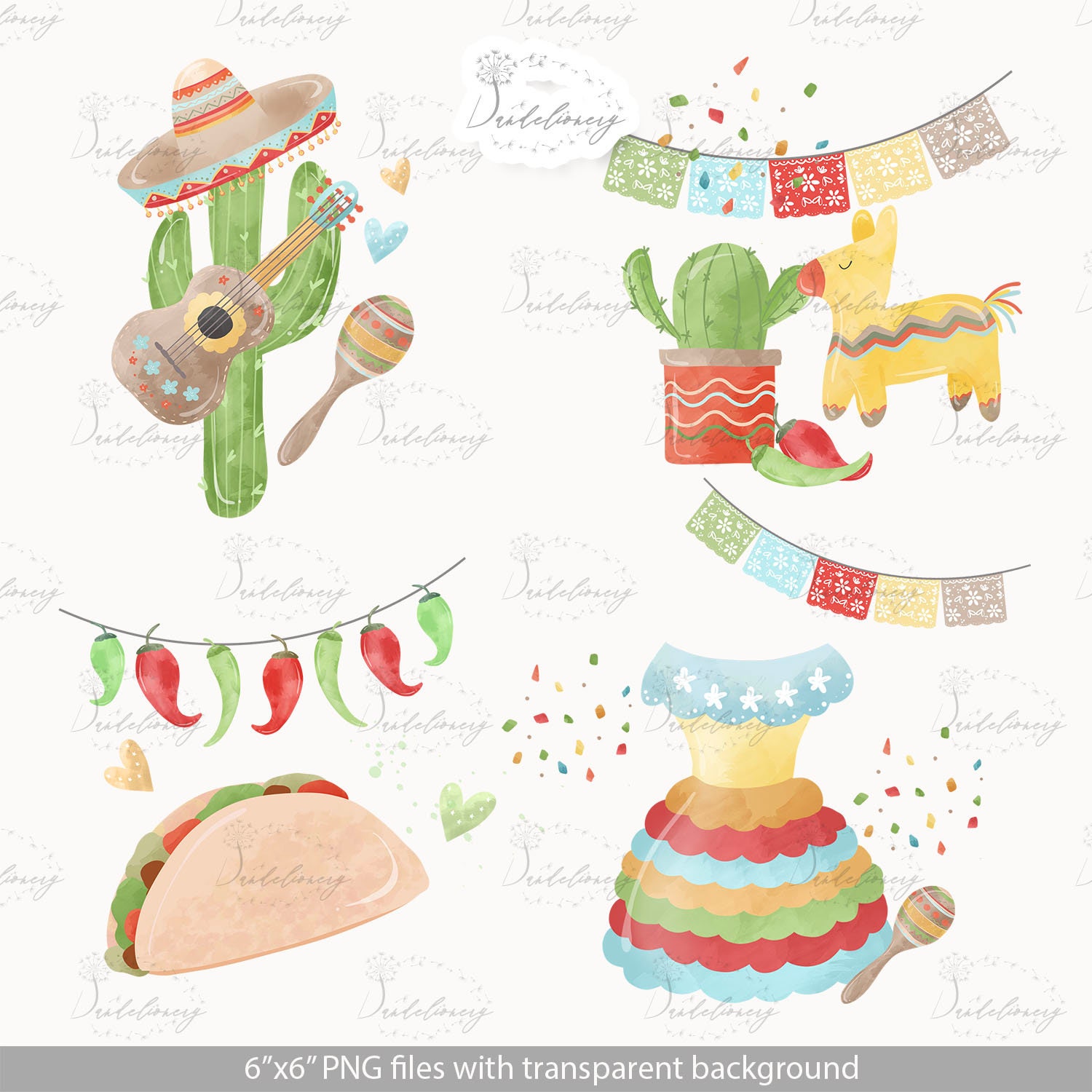 Watercolor Fiesta Clipart Fiestamexican Printable Digital - Etsy