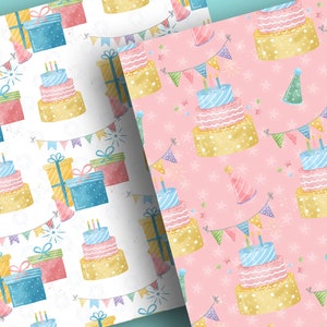 Watercolor Birthday Digital Paper Pack, Party, Kids Birthday, Printable ...