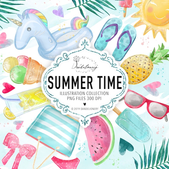 Summer Time Cliparts Rainbow Unicorns Beach Sunglasses | Etsy