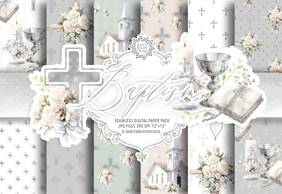 Watercolor Gold First Communion Digital Paper, Watercolor Pattern First ...