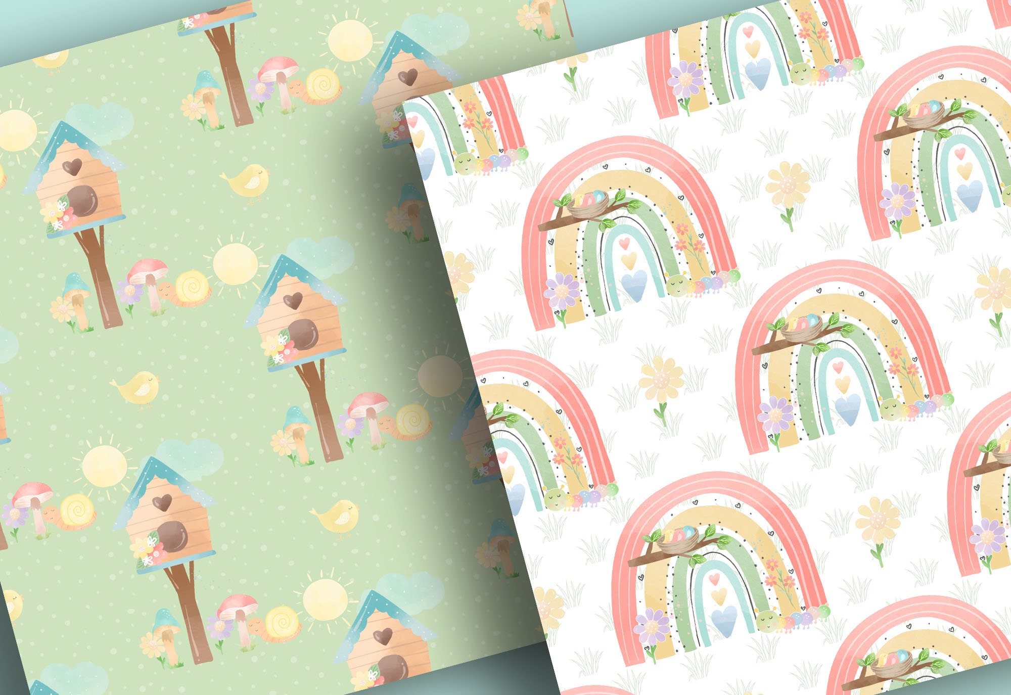 Watercolor Cute Spring Digital Paper Pack Nursery Pattern - Etsy