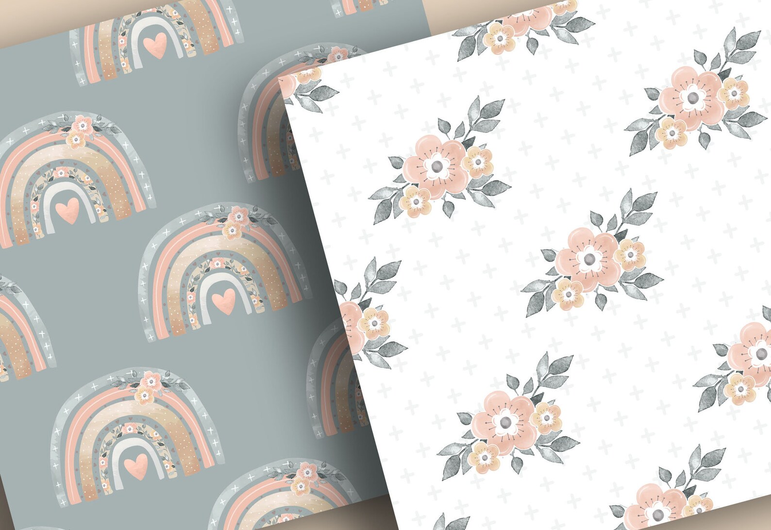 Watercolor Rainbow Digital Paper 12x12 Rainbows | Etsy