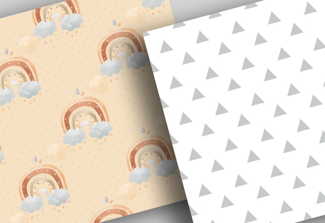 Watercolor Rainbow I. Digital Paper Pack., Rainbows Pattern, Baby ...