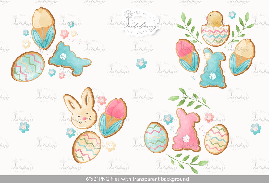 Happy Easter Gingerbread Design, Easter Bunny, Flower Clip Art, Flowers ...