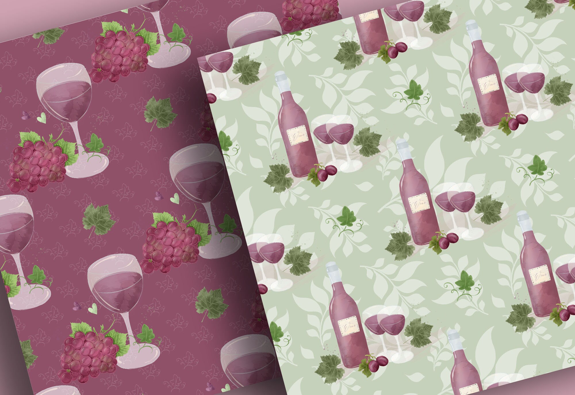 Watercolor Grape Digital Paper Pack Fruit Pattern Wine Wine - Etsy