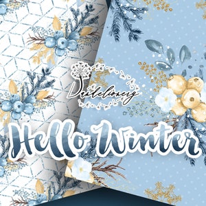 Watercolor Hello Winter Digital Paper Pack, Christmas, Branches ...