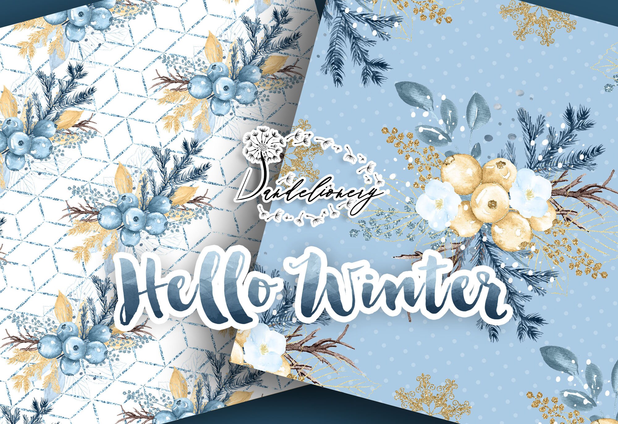 Watercolor Hello Winter Digital Paper Pack Christmas - Etsy