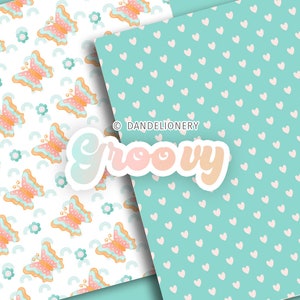 Groovy Digital Paper Pack, Retro, Rainbow, Rainbow Pattern, Hippie Car ...