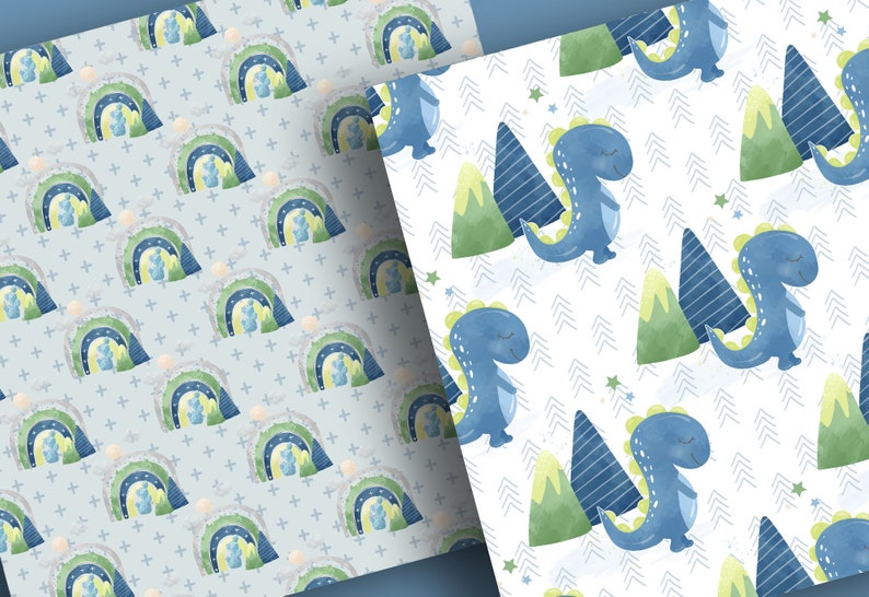Watercolor Baby Dino Digital Paper Pack Rainbow Baby Boy - Etsy