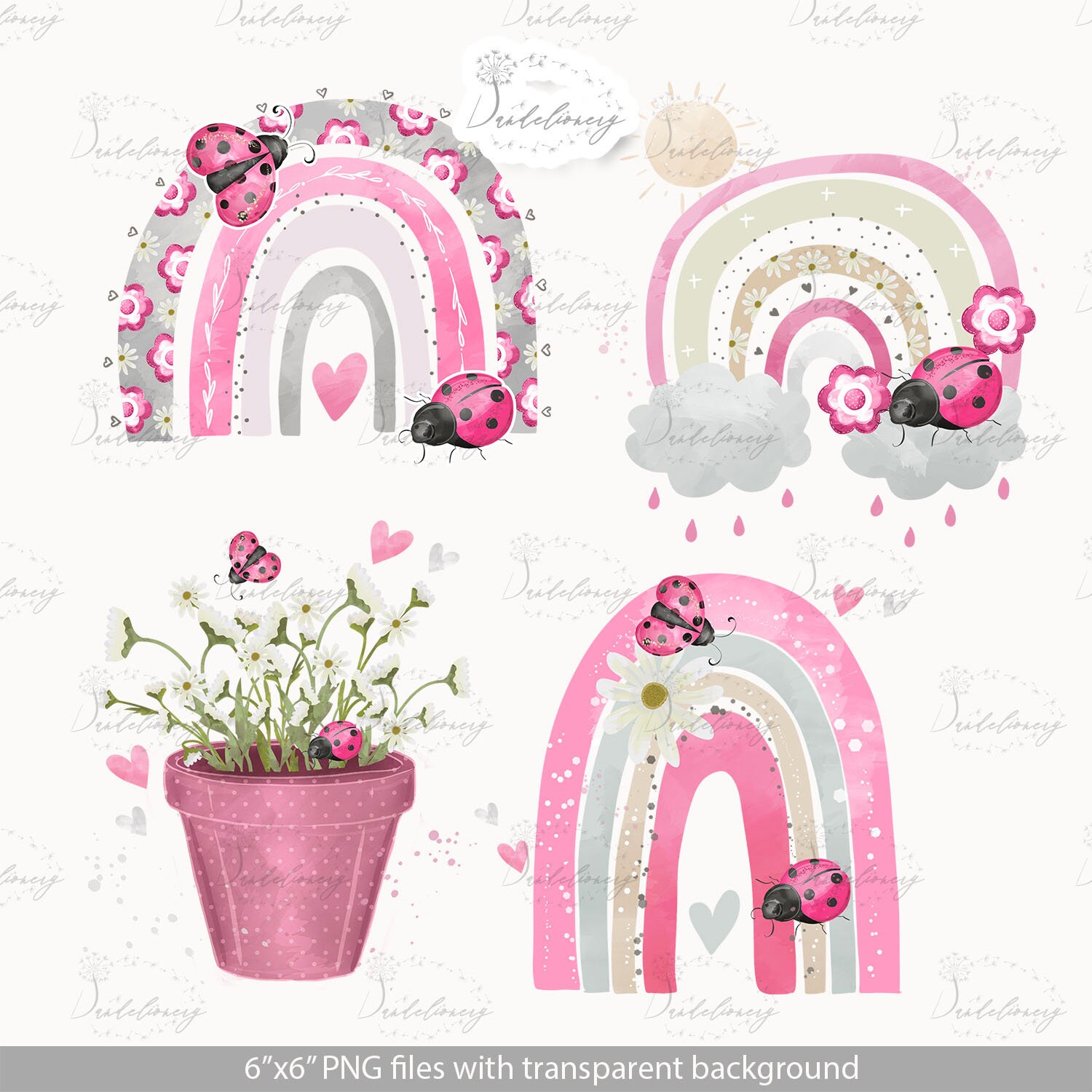 Ladybug Rainbow Clipart Ladybug Download Rainbow Bee - Etsy