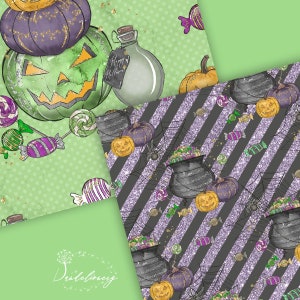 Cute Halloween Digital Paper Pack, Cute Halloween Pattern, Halloween ...