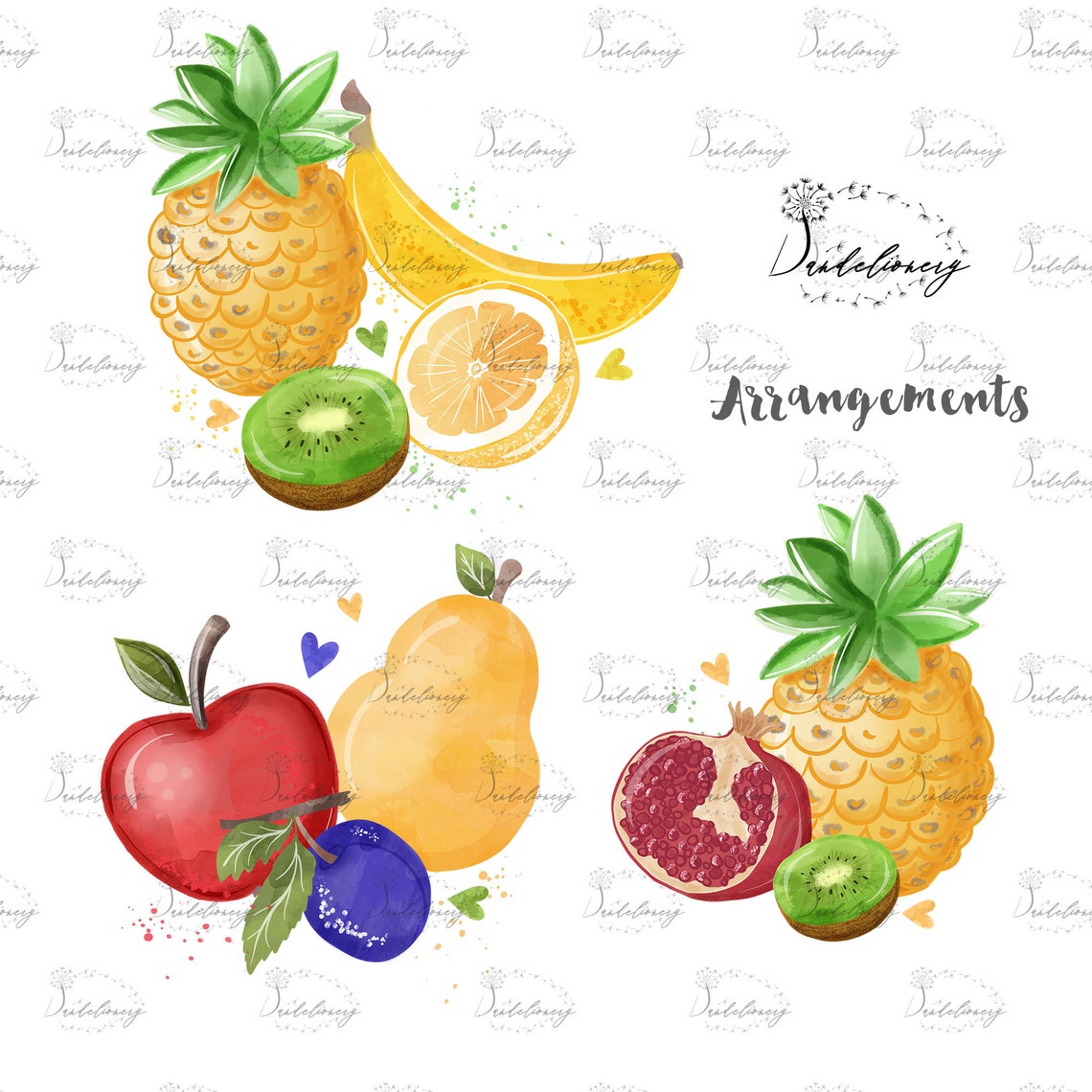 Watercolor Fruits Clipart Fruit Download Instant Download | Etsy