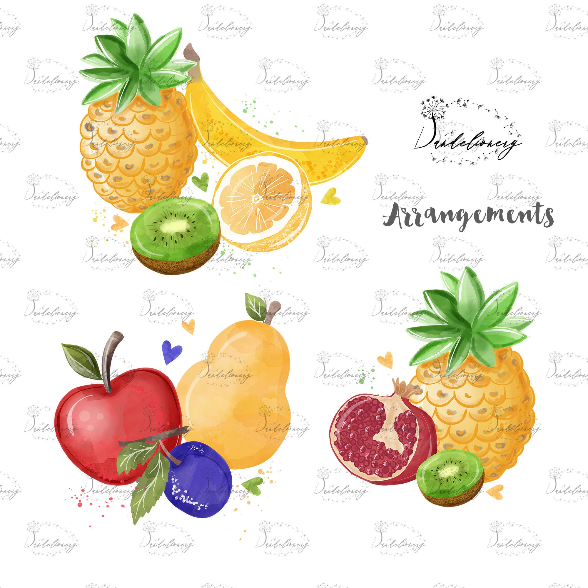 Watercolor Fruits Clipart Fruit Download Instant Download | Etsy