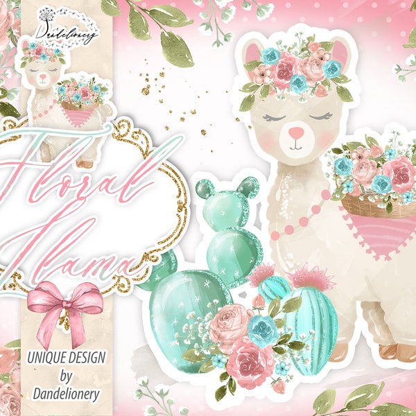 Cute Llama Clipart - Etsy