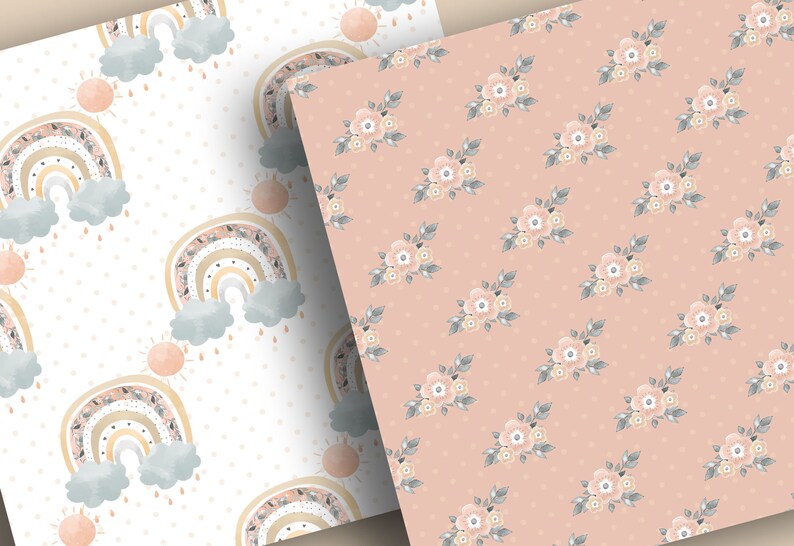 Watercolor Rainbow Digital Paper 12x12 Rainbows | Etsy