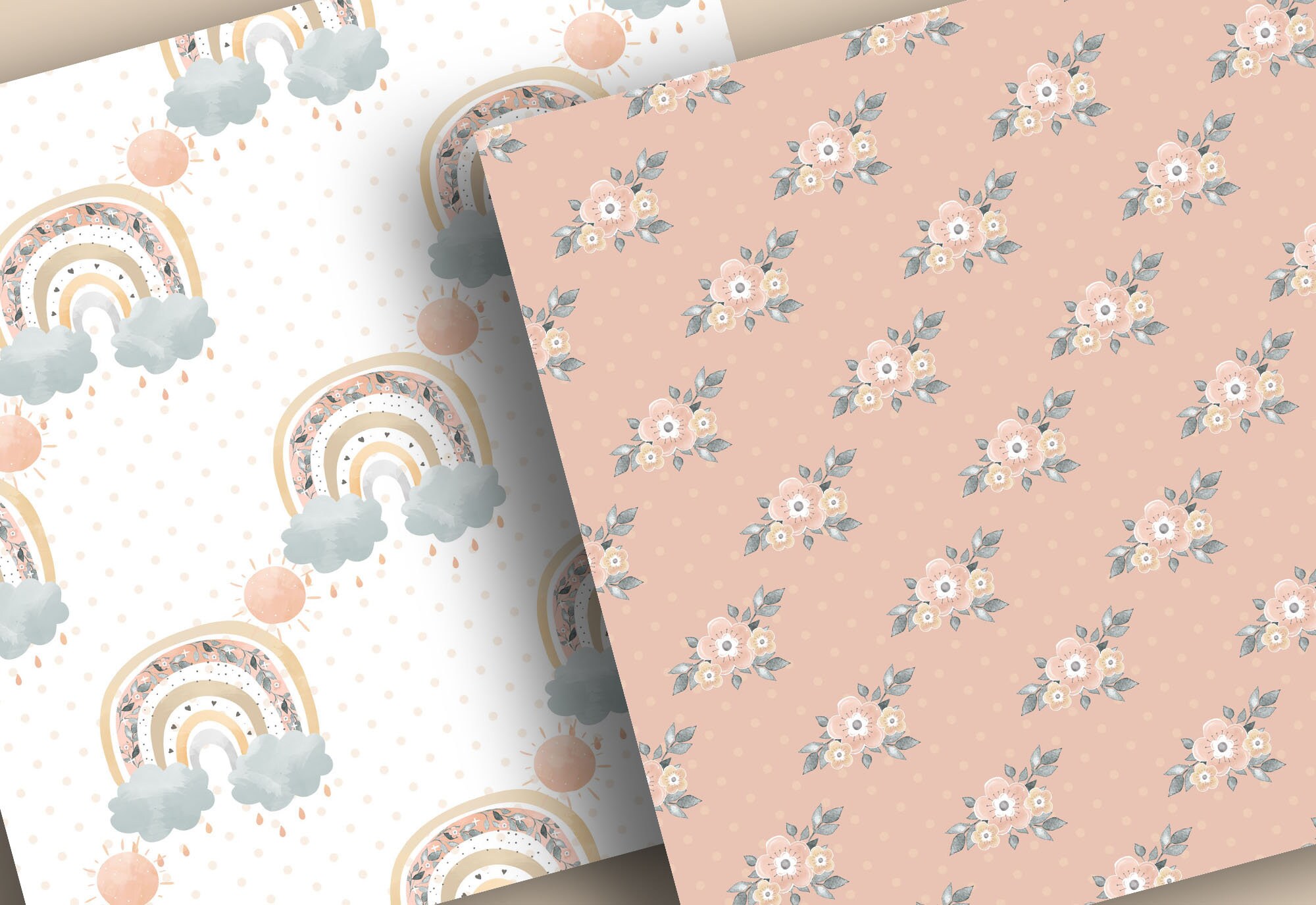 Watercolor Rainbow Digital Paper 12x12 Rainbows | Etsy