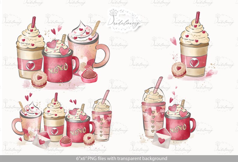 Valentines Coffee Design Valentine Clipart Instant Download - Etsy