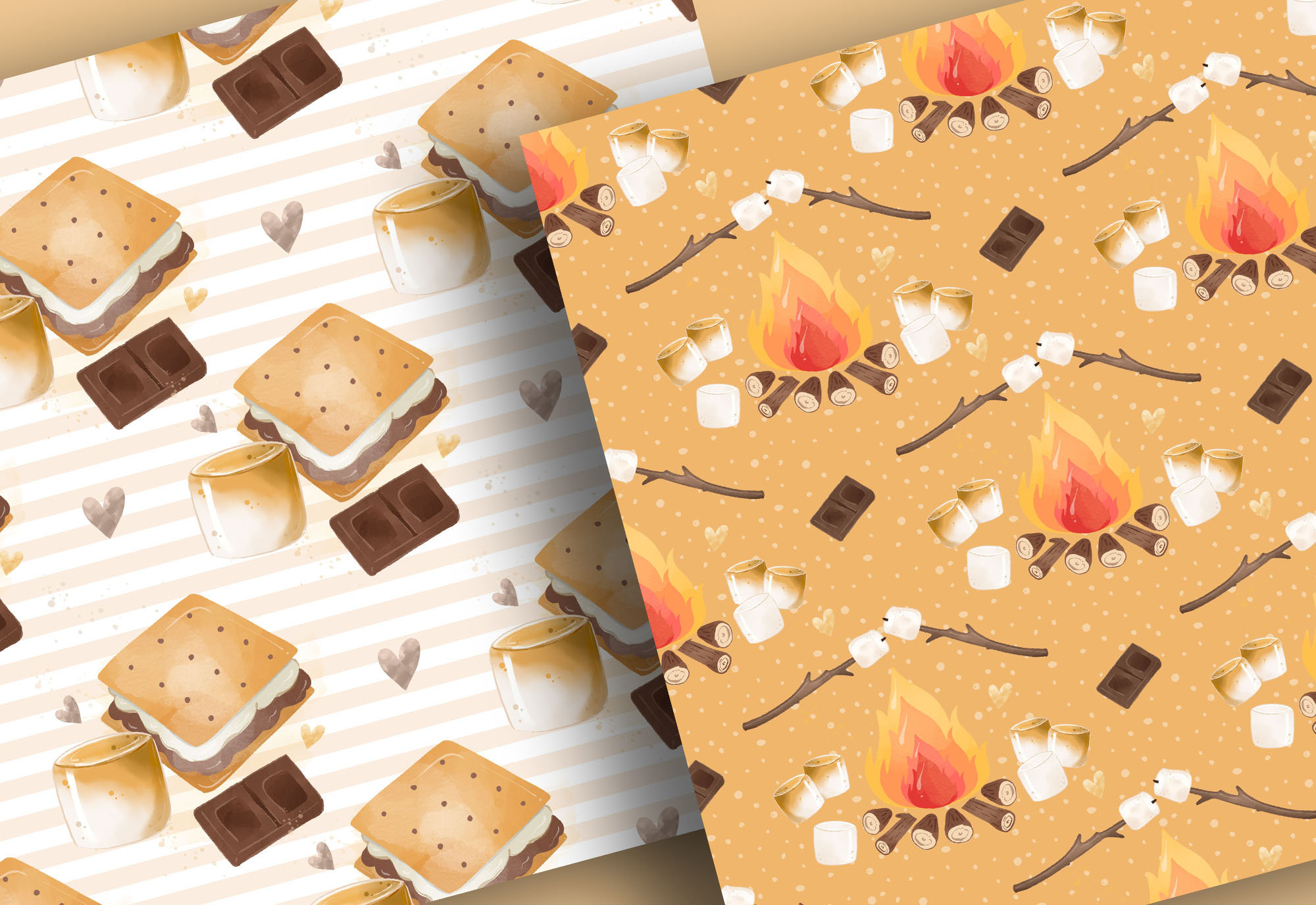Smores Digital Paper Pack Smore's Pattern Camping Food - Etsy