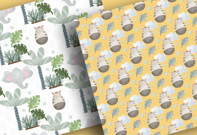 Safari Jungle BABY Digital Paper Pack Baby Animals Clipart - Etsy