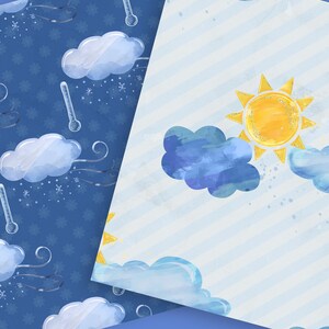 Watercolor Weather Digital Paper Pack, Clouds Download, Instant ...