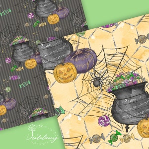 Cute Halloween Digital Paper Pack, Cute Halloween Pattern, Halloween ...